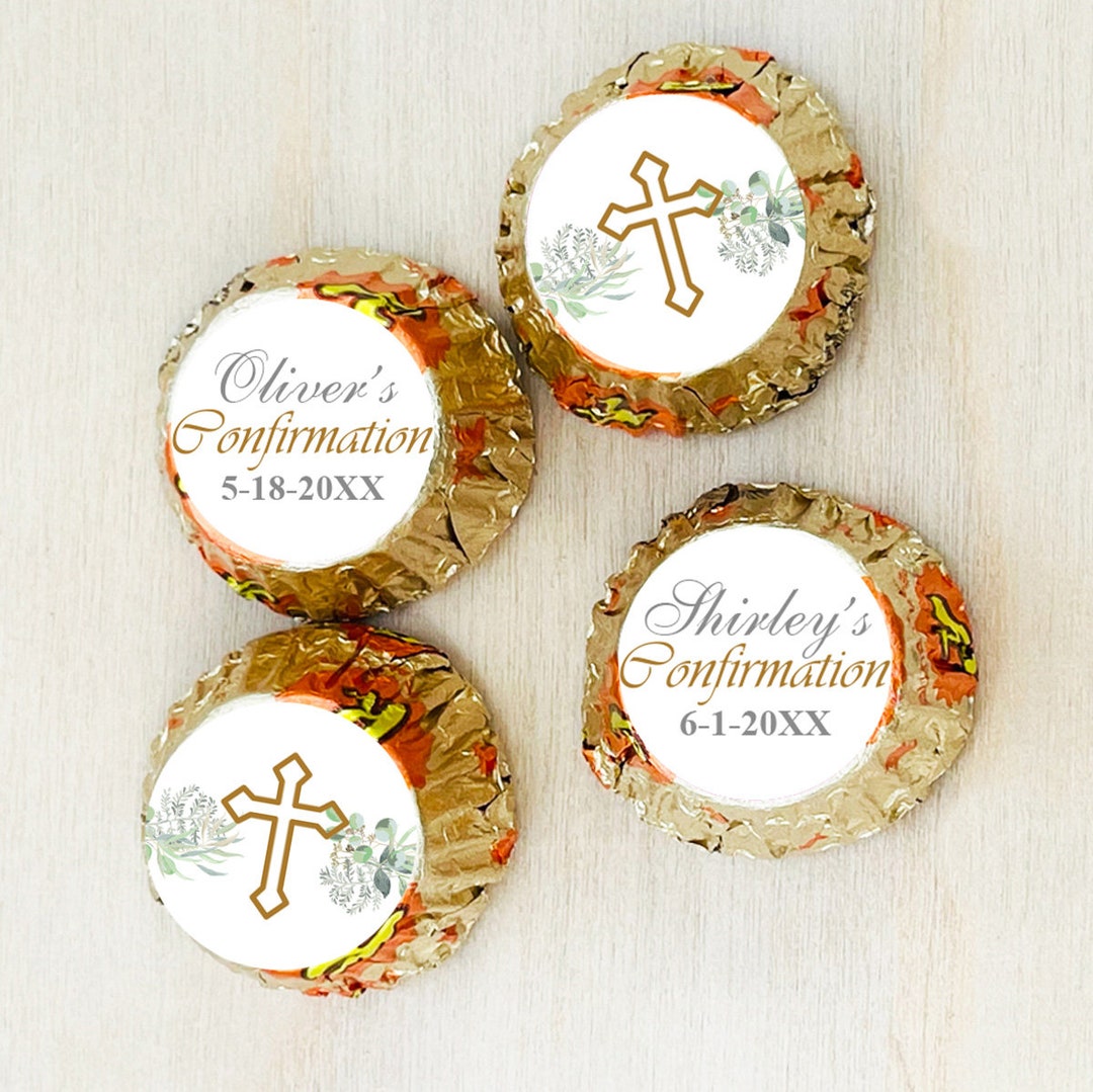 Set of 100 Confirmation Flowers Personalized Reese Chocolate Favors ...