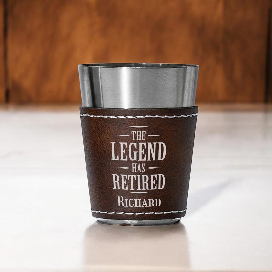 The Legend Has Retired Personalized Engraved Leather Wrapped Stainless ...