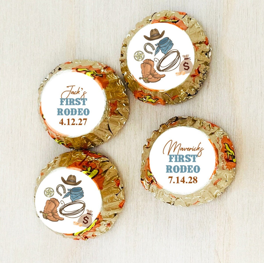 Set of 100 First Rodeo Personalized Reese Chocolate Labels, Cowboy ...