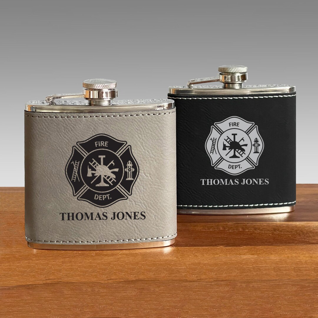 Engraved Flask Fire Department Firefighter Personalized Engraved Flask ...