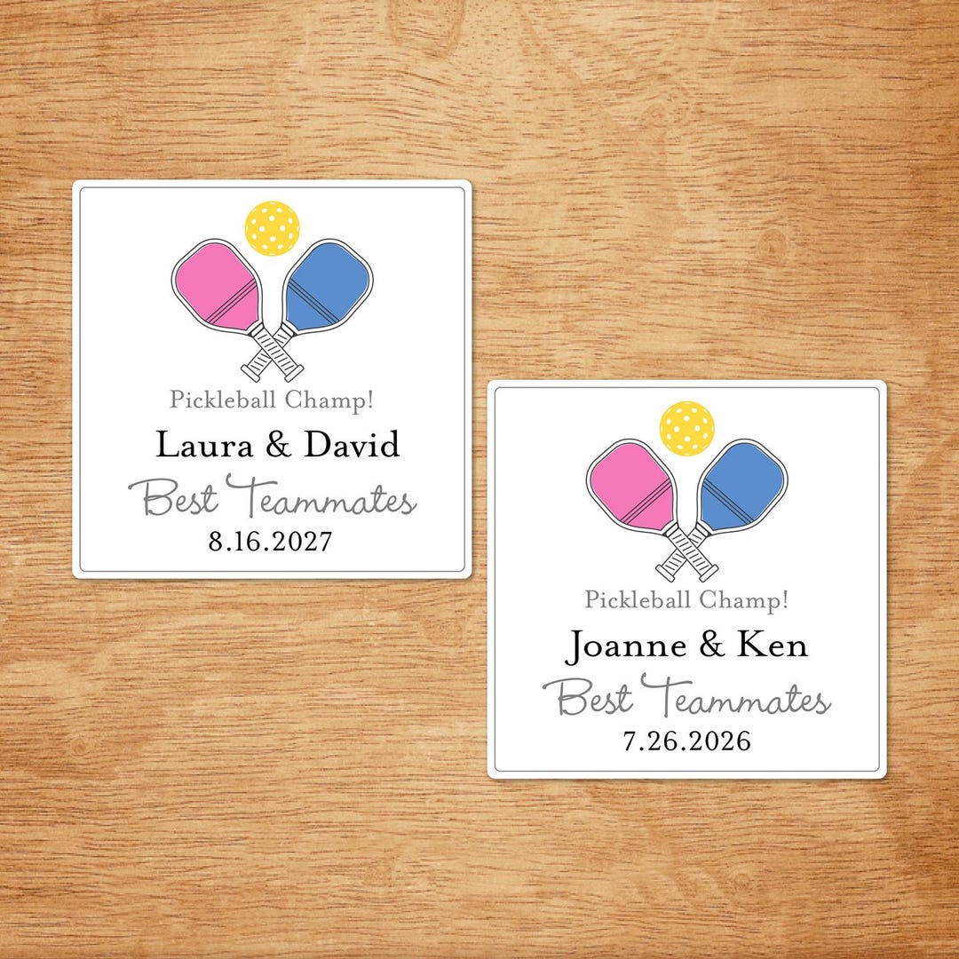 Set of 24 Pickleball Personalized Square Labels, Pickleball Champions ...