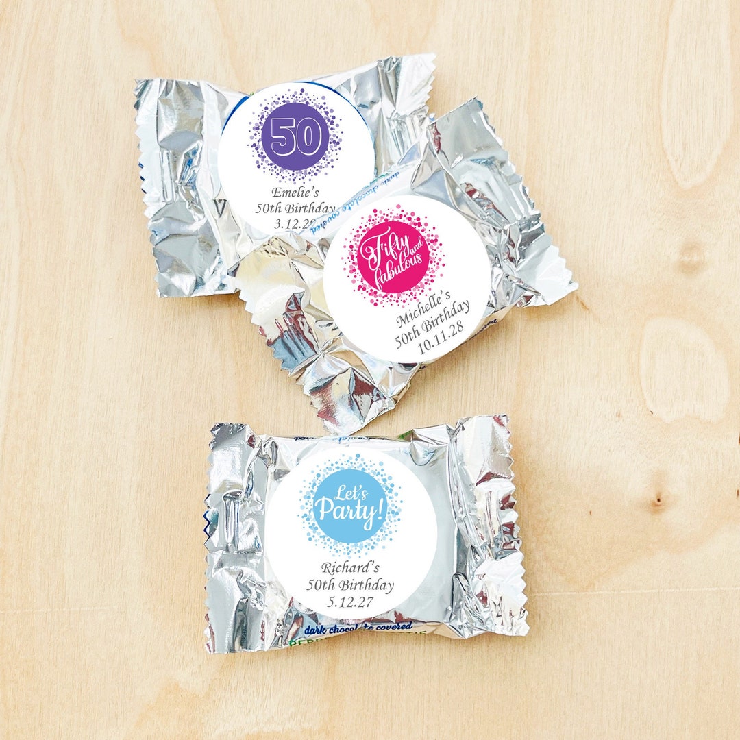 Set of 40 50th Birthday Personalized York Peppermint Chocolate Favors ...