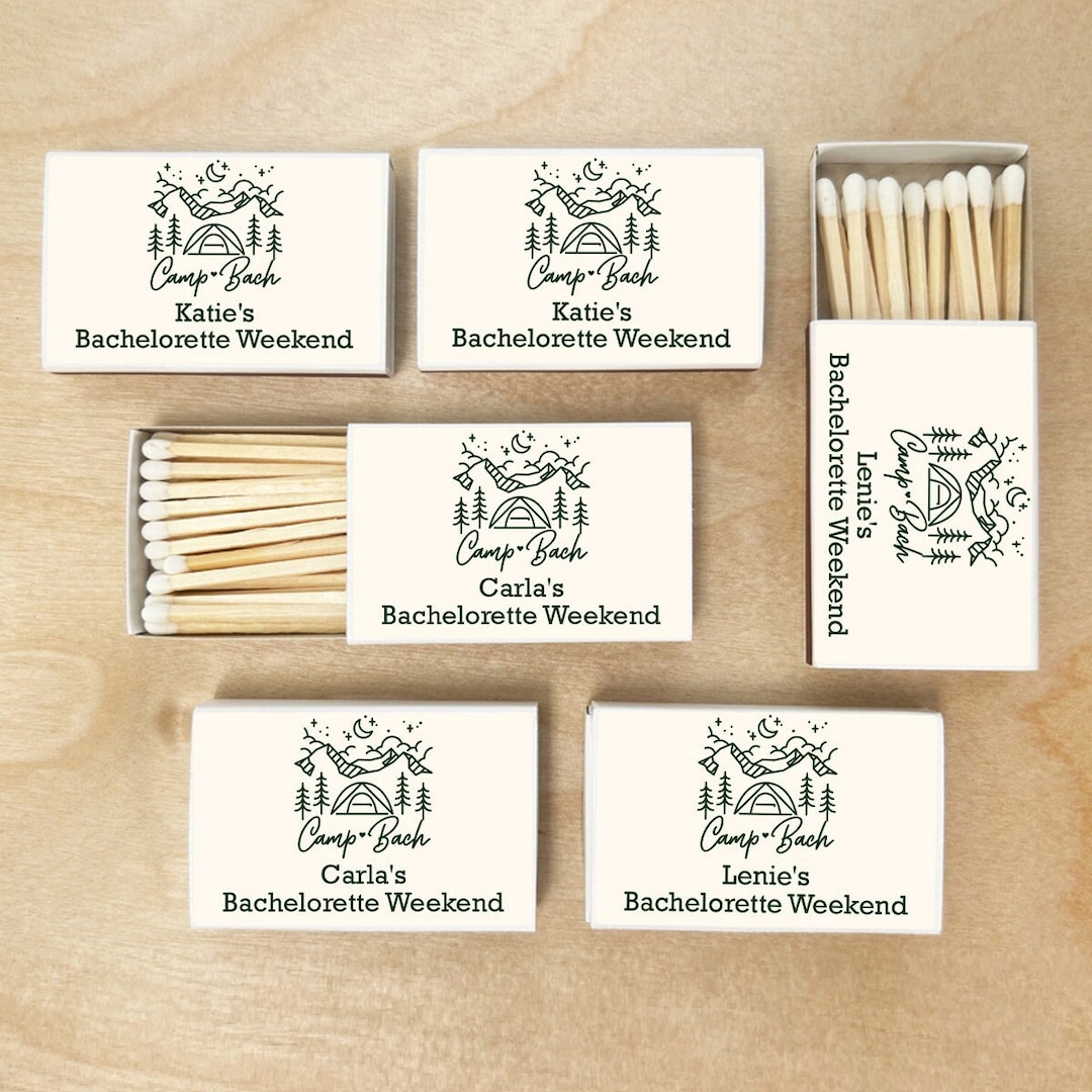 Personalized Camp Bach Matchbox Favors: Bachelorette Weekend - Set of ...