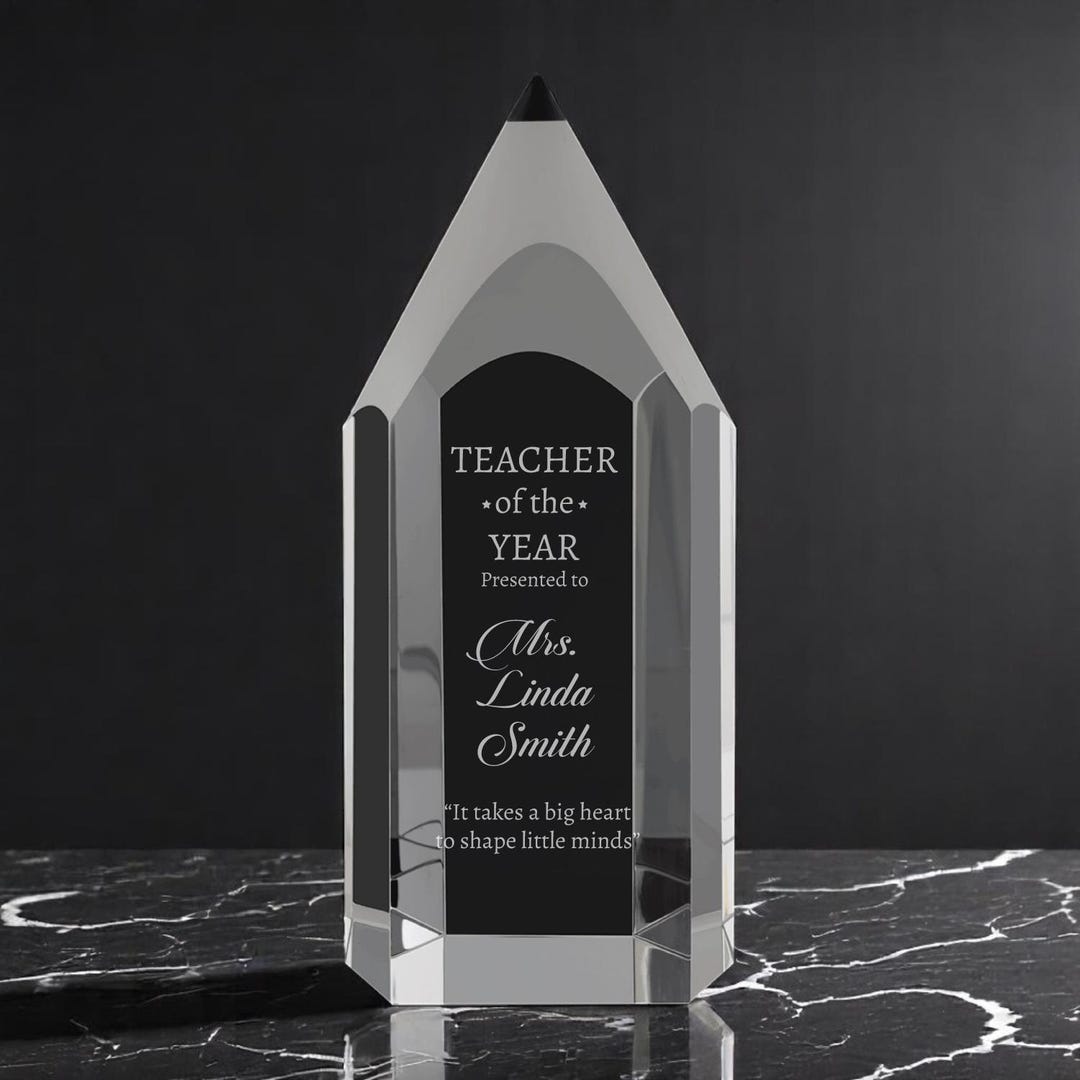 Personalized Crystal Pencil Award, Custom Engraved Recognition Trophy ...