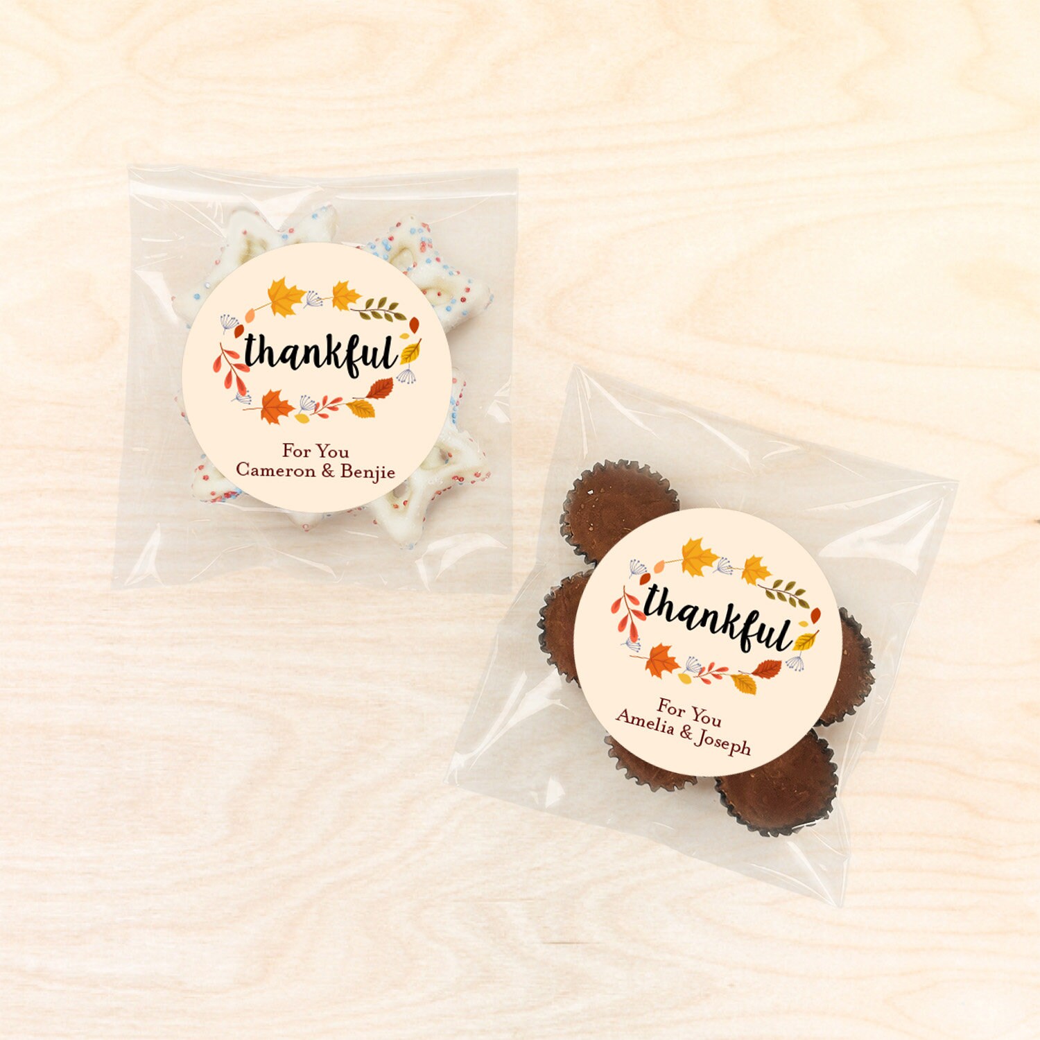 Personalized Thankful Thanksgiving Favor Bags With Labels (set of 12 ...