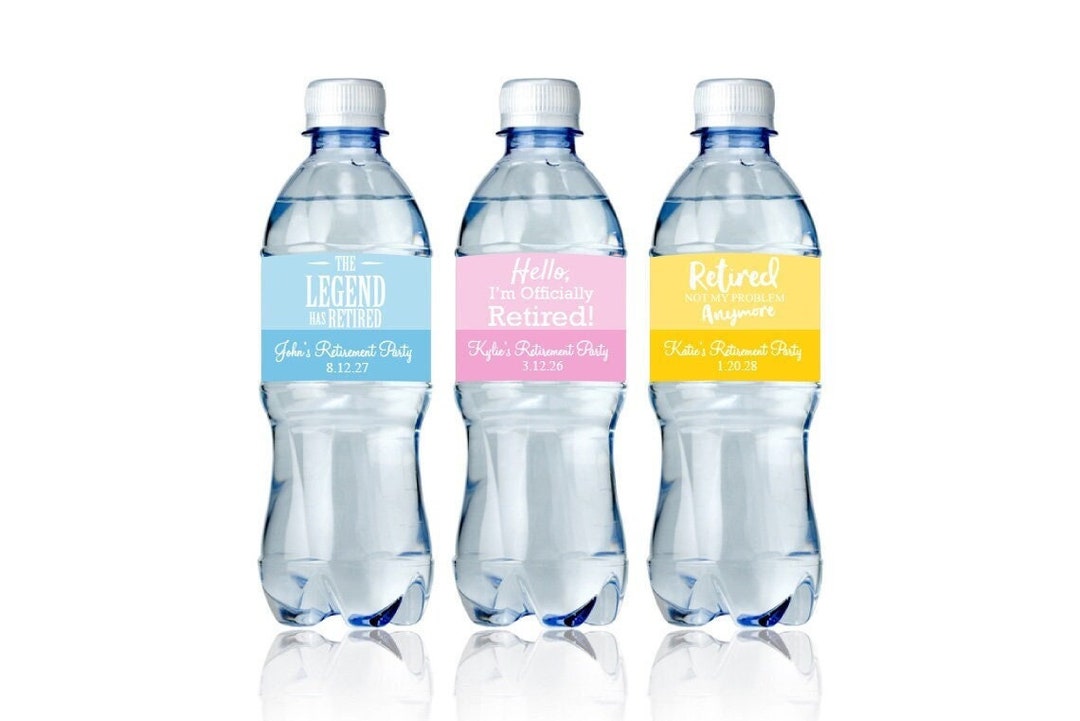 Personalized Retirement Party Water Bottle Labels - Set of 18 - Etsy