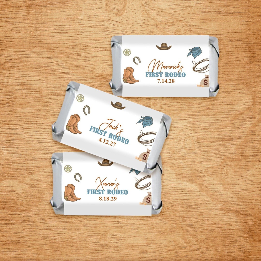 First Rodeo Hershey's Miniatures Labels: Cowboy Birthday Favors (set of ...