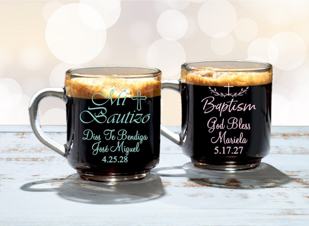 Front and Back Set of 24 Baptism Christening Personalized Clear Coffee ...