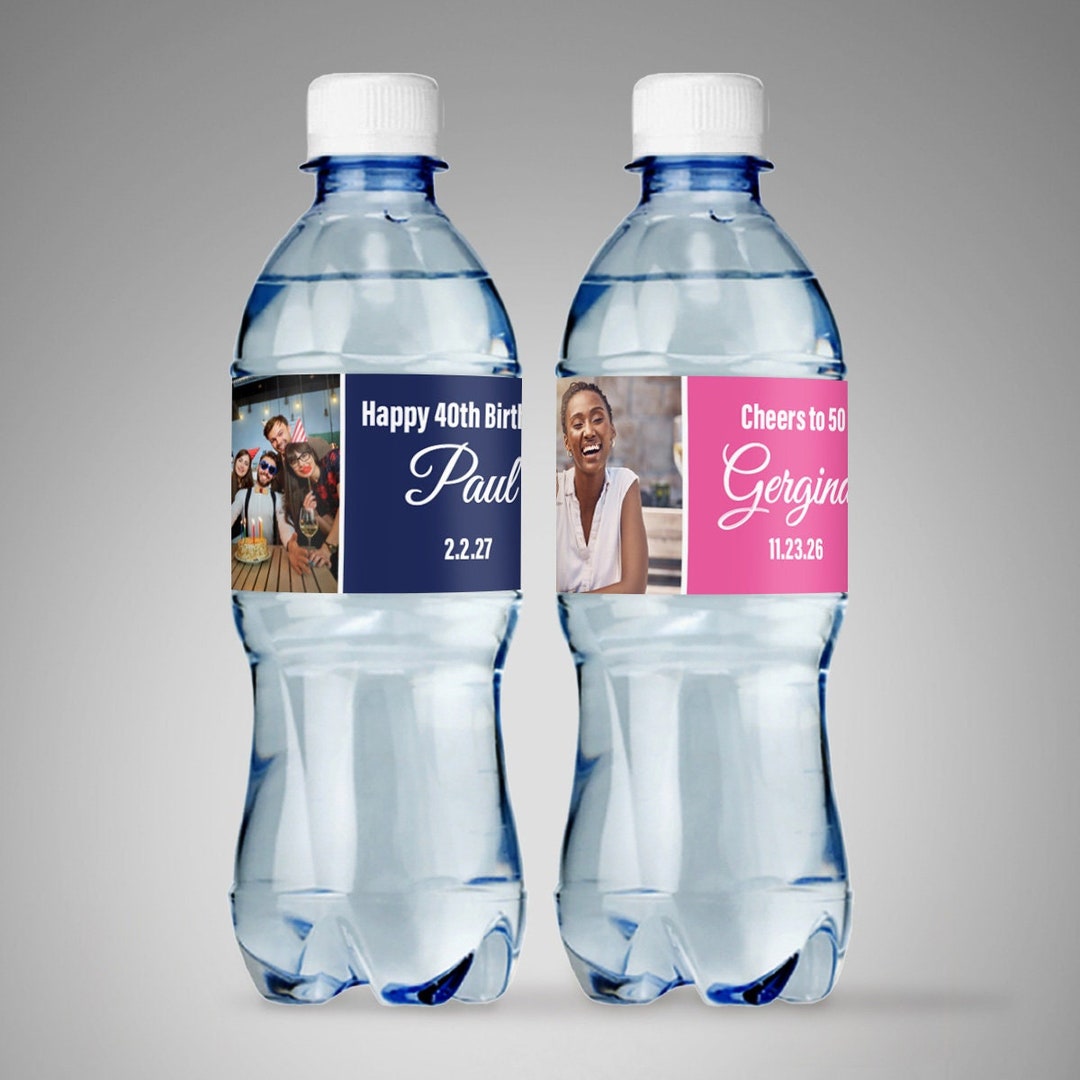 Personalized Photo Water Bottle Labels: Set of 18 Waterproof Stickers ...