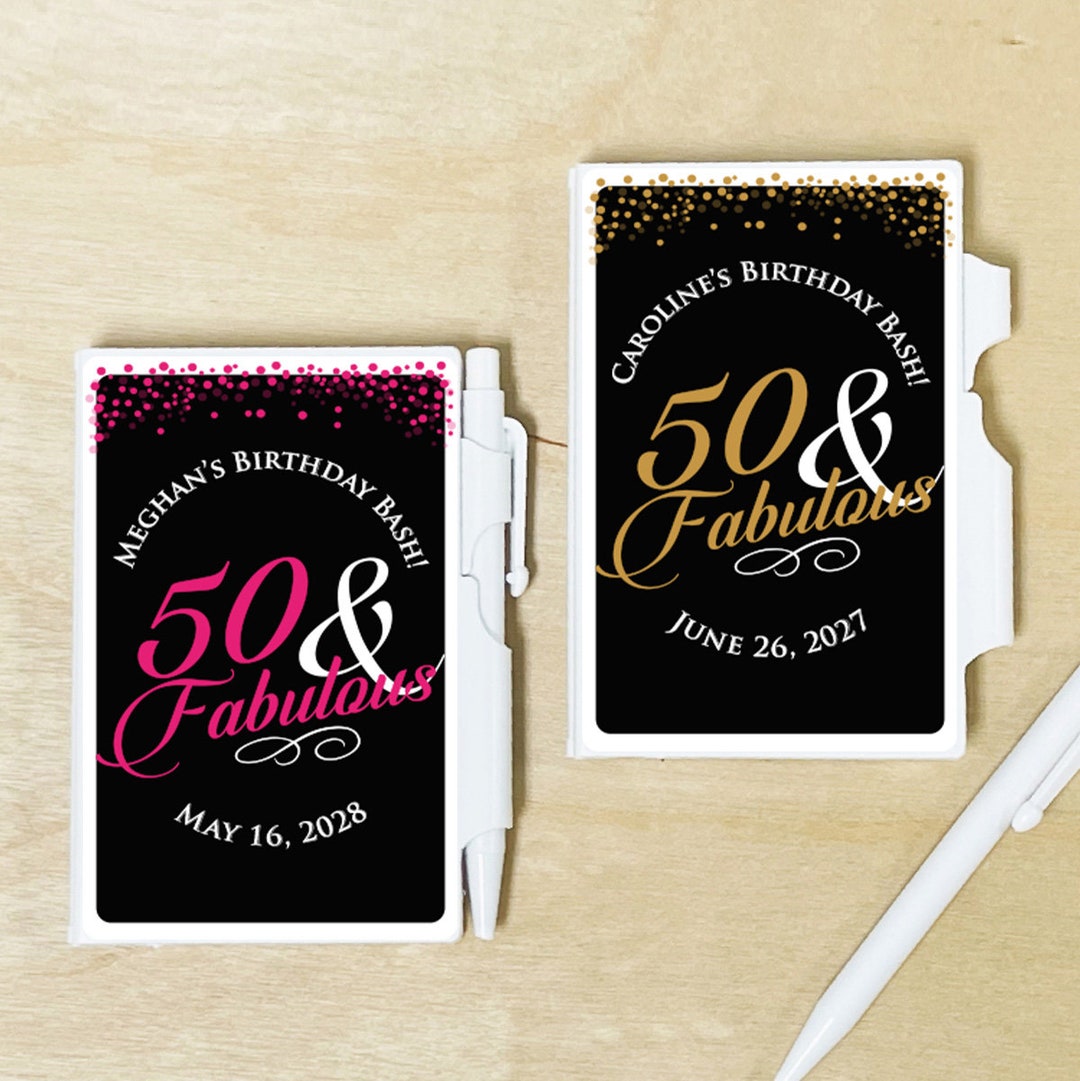Set of 12 Birthday 50 and Fabulous Personalized Notebook With Labels ...