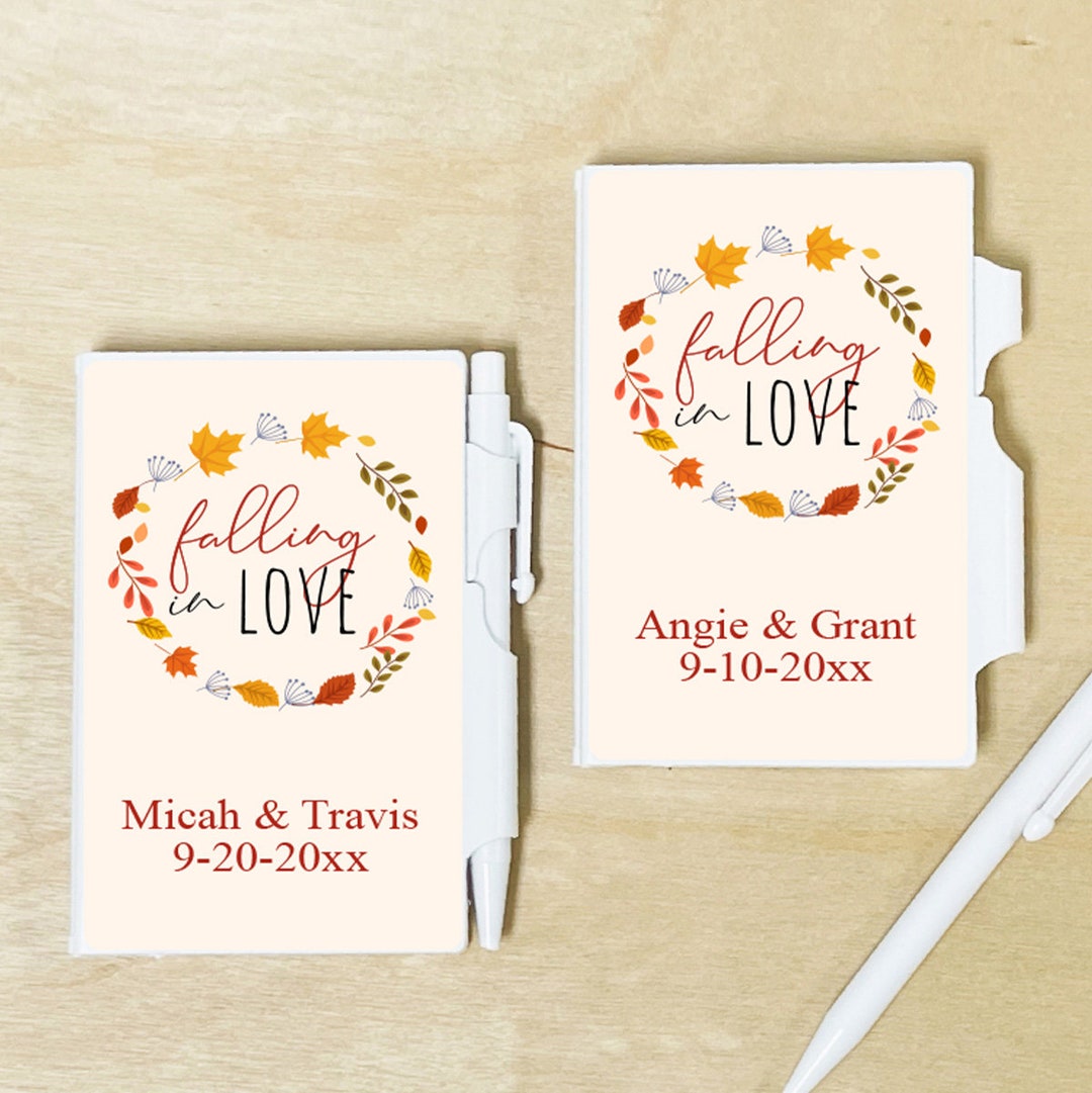Set of 12 Fall in Love Wedding Custom Personalized Notebook Favors ...