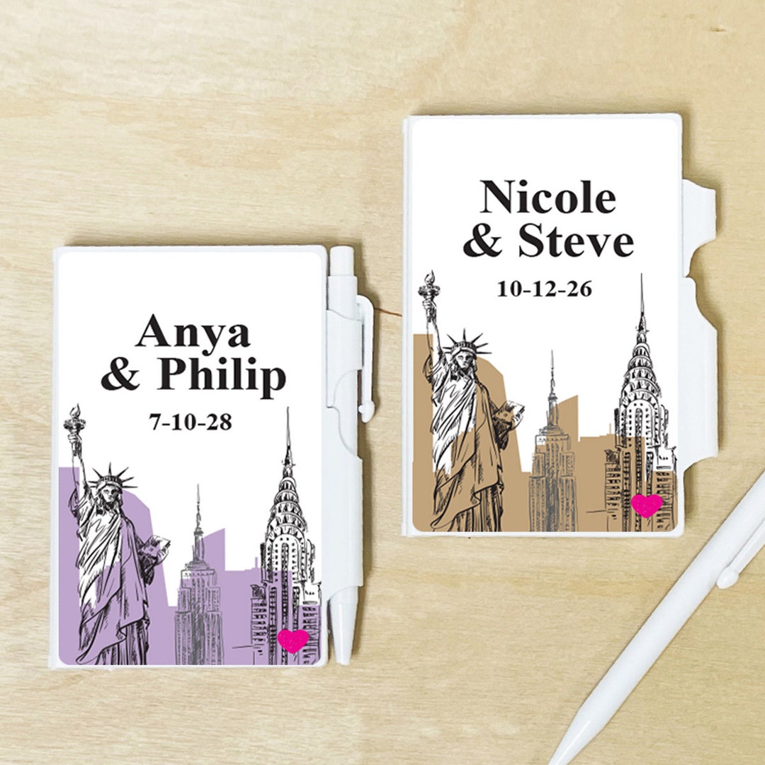 NYC Wedding Party Favors, Set of 12 New York Personalized Notebook ...