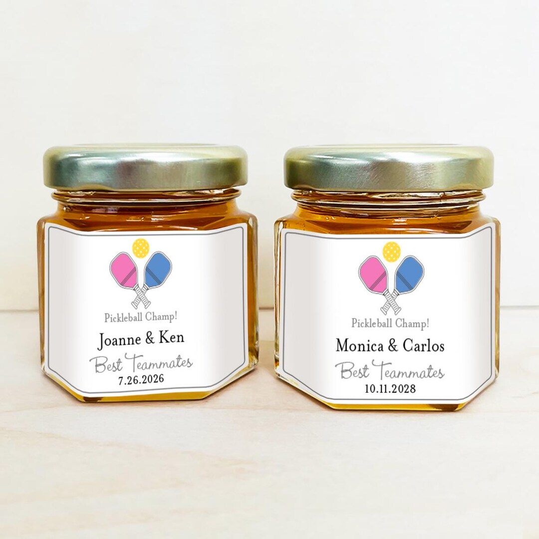 Set of 12 Pickleball Personalized Mini Honey Jar Favors, Pickleball ...