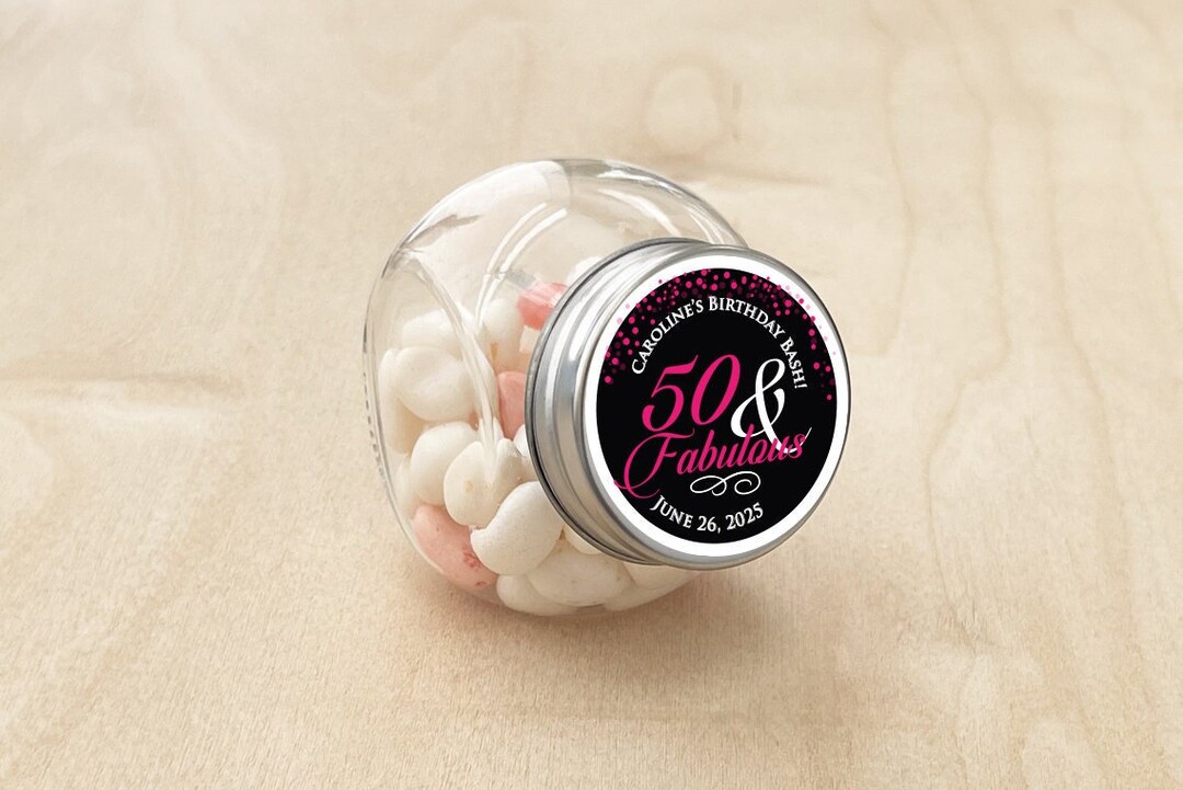 Set of 12 Mini Candy Jar Personalized Birthday 50 and - Etsy