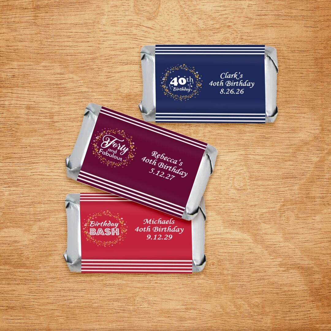 Set of 30 Fortieth 40th Birthday Personalized Hershey's Mini Edible ...