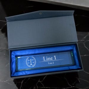 Engraved Glass Lawyer Desk Name Plate: Personalized Attorney Gift - Etsy