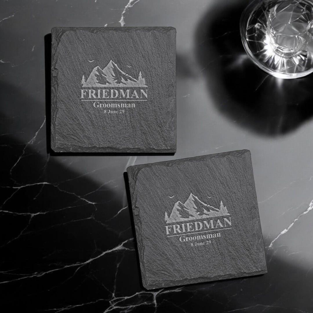 Personalized Coaster Set: Engraved Groomsmen Gift , Set of 4 - Etsy