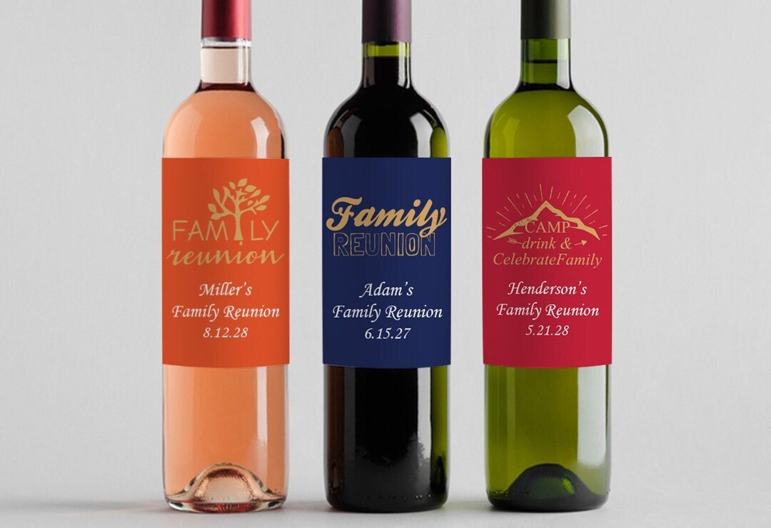 Personalized Family Reunion Wine Bottle Labels - Set of 10 - Etsy