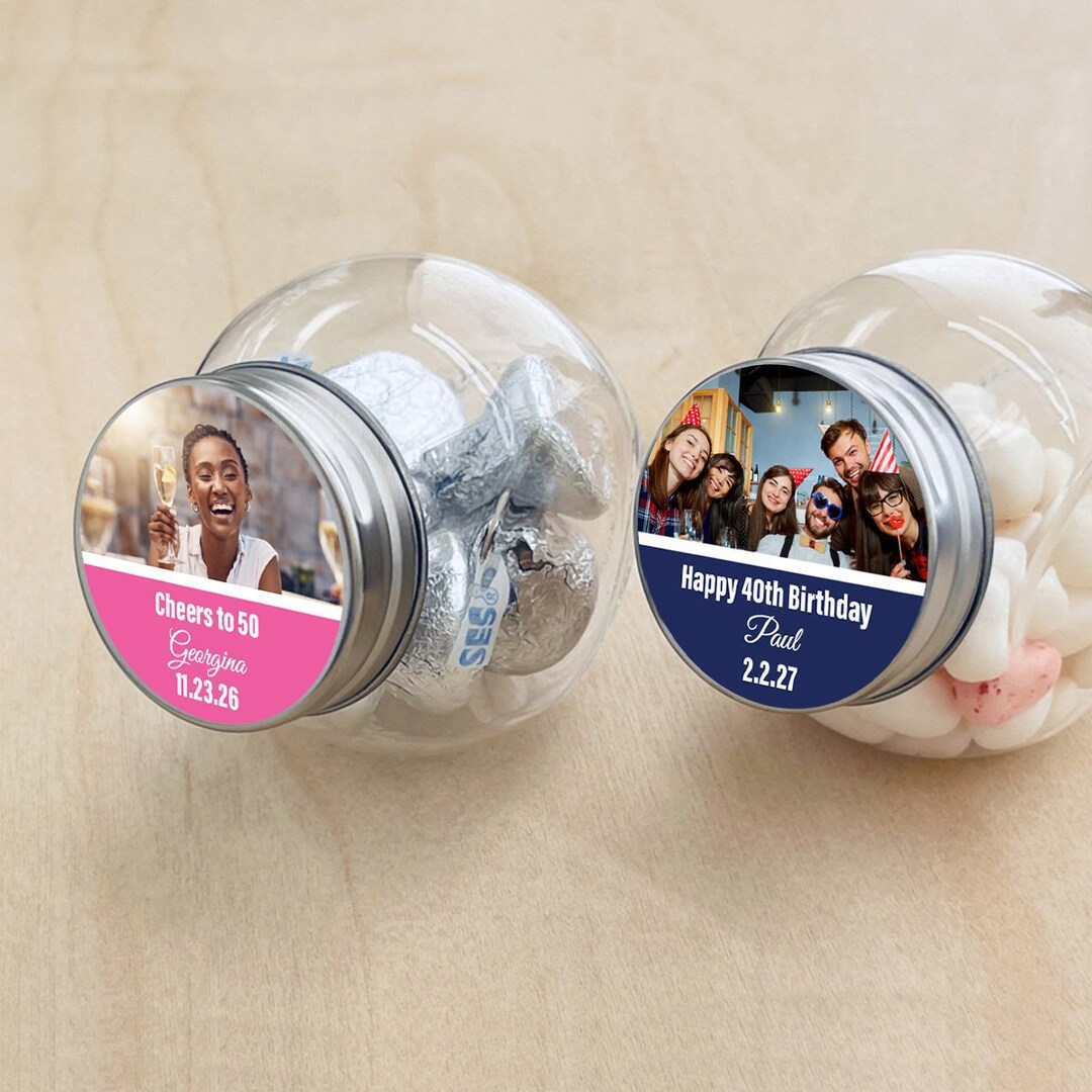 Set of 12 Photo Celebration Personalized Mini Candy Jar Glass With ...