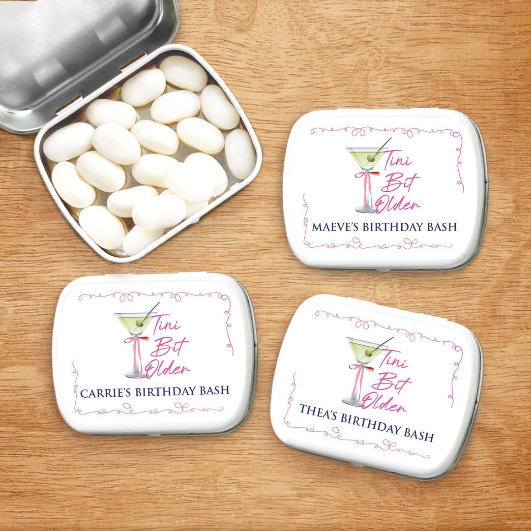 Birthday Bash Favors, Set of 10 A Tini Bit Older Personalized White ...