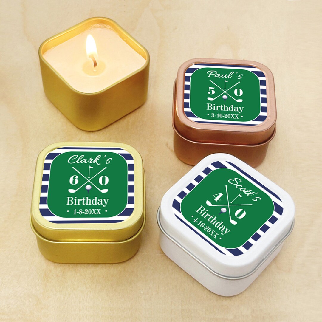 Set of 12 Golf Birthday Personalized Travel Candle Favors With Labels ...