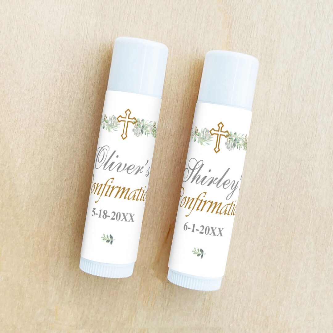 Set of 12 Confirmation Favors, Personalized Tube Lip Balm With ...
