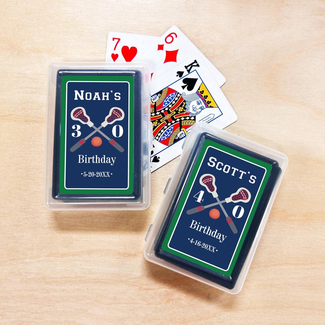 Set of 10 Lacrosse Personalized Playing Cards Favors, Lacrosse-themed ...