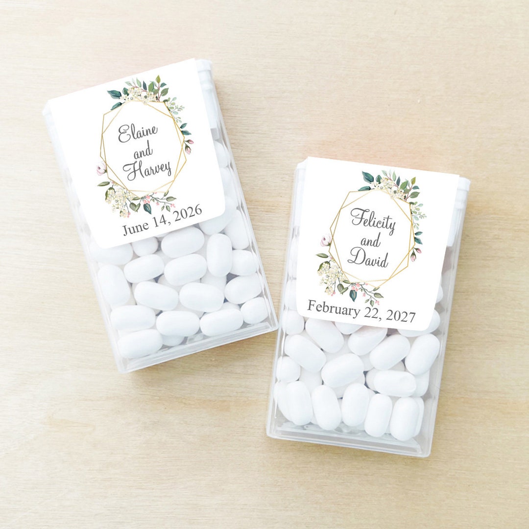 Set of 12 Floral Frame Personalized Tic Tacs With Candy or Labels Only ...