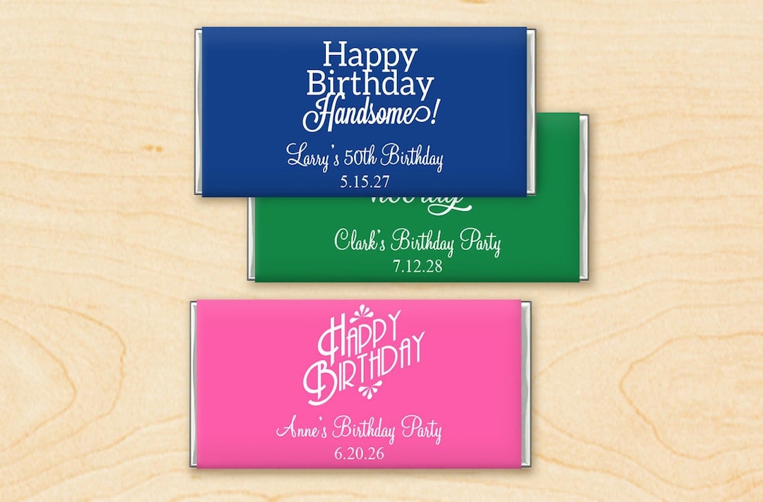 Set of 12 Birthday Personalized Hershey Chocolate Bar Favors, Birthday ...