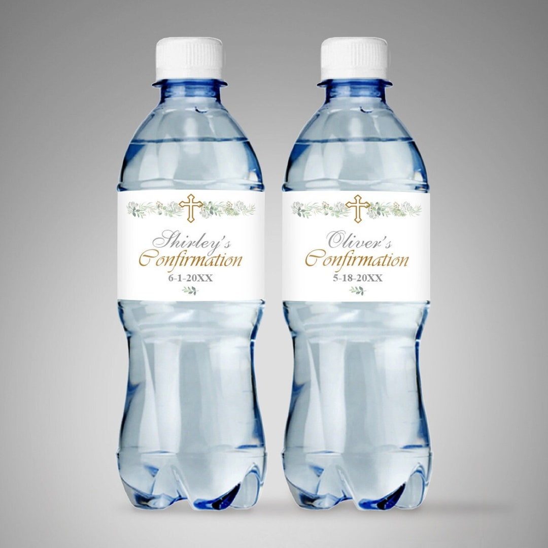 Personalized Confirmation Water Bottle Labels - Set of 18 Waterproof ...