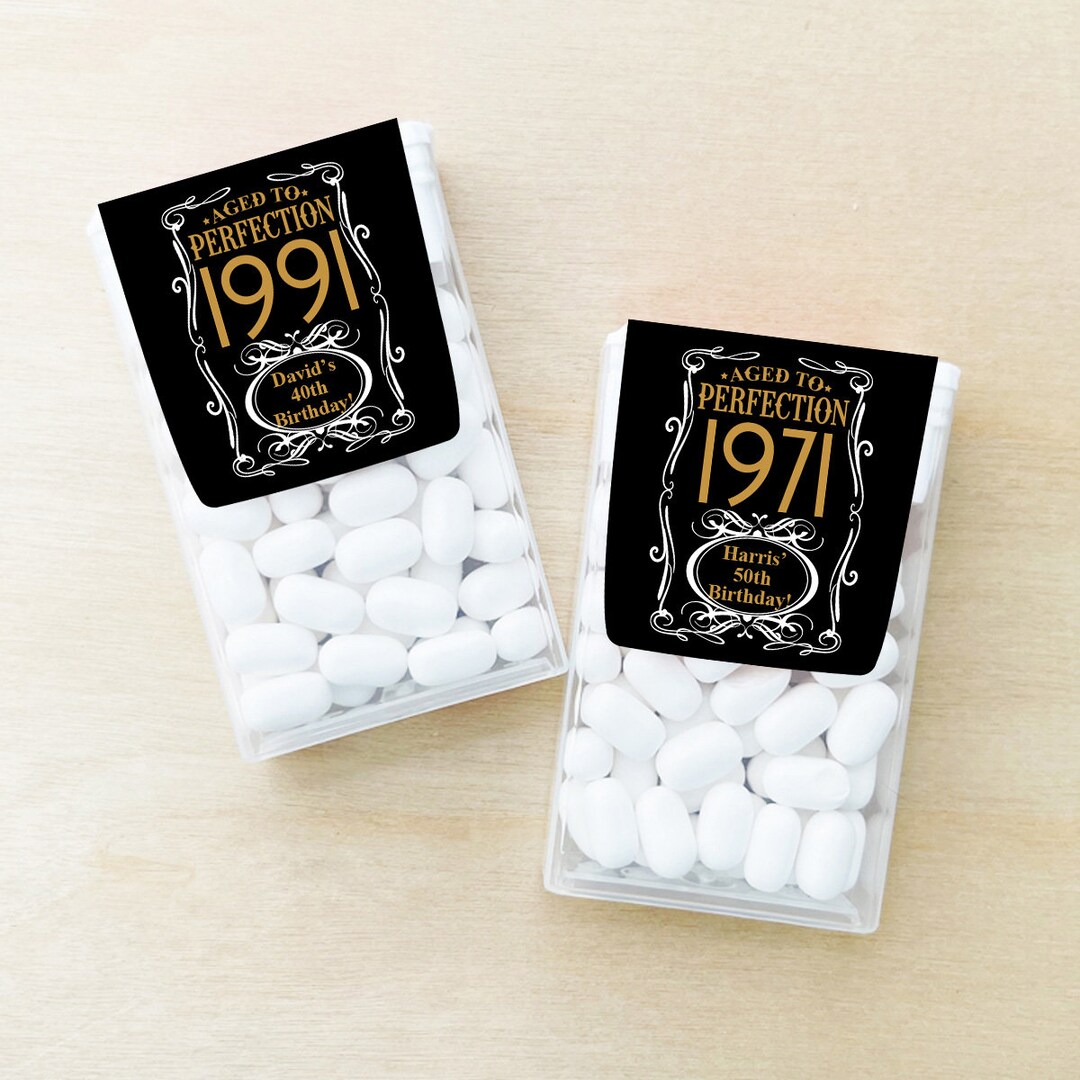 Set of 12 Aged to Perfection Birthday Personalized Tic Tac Candy Favors ...