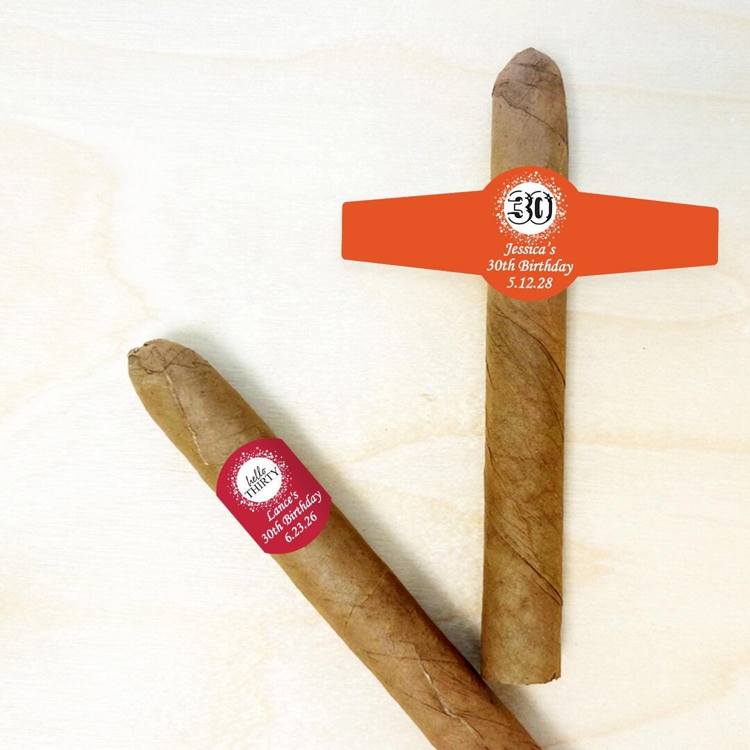Set of 20 Custom 30th Birthday Personalized Cigar Labels, Thirtieth ...