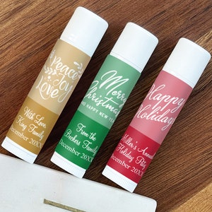 Set of 12 Custom Happy Holidays Personalized Lip Balm With Labels ...