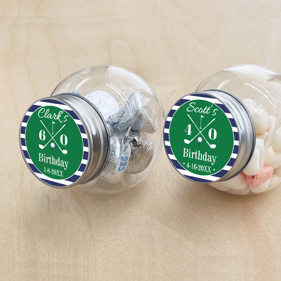 Set of 12 Golf Birthday Personalized Mini Round Candy Jar Glass ...