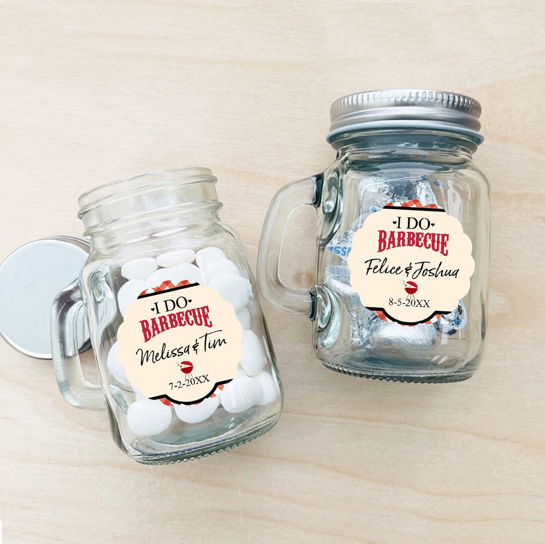 Set of 12 I Do Barbecue Personalized Mini Mason Jar Glass, Barbecue ...