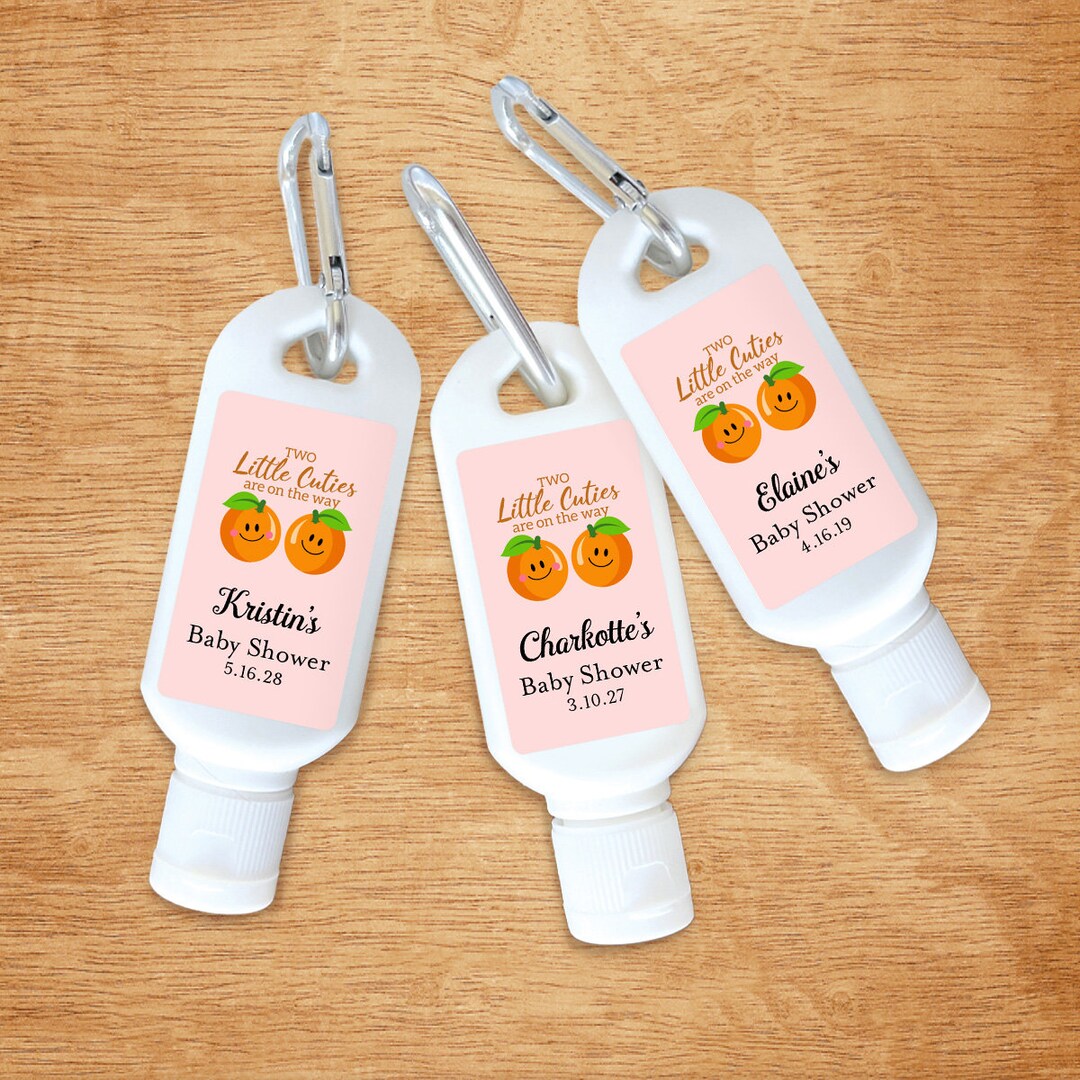 Set of 12 Two Little Cuties Are on the Way Orange Personalized Mini ...