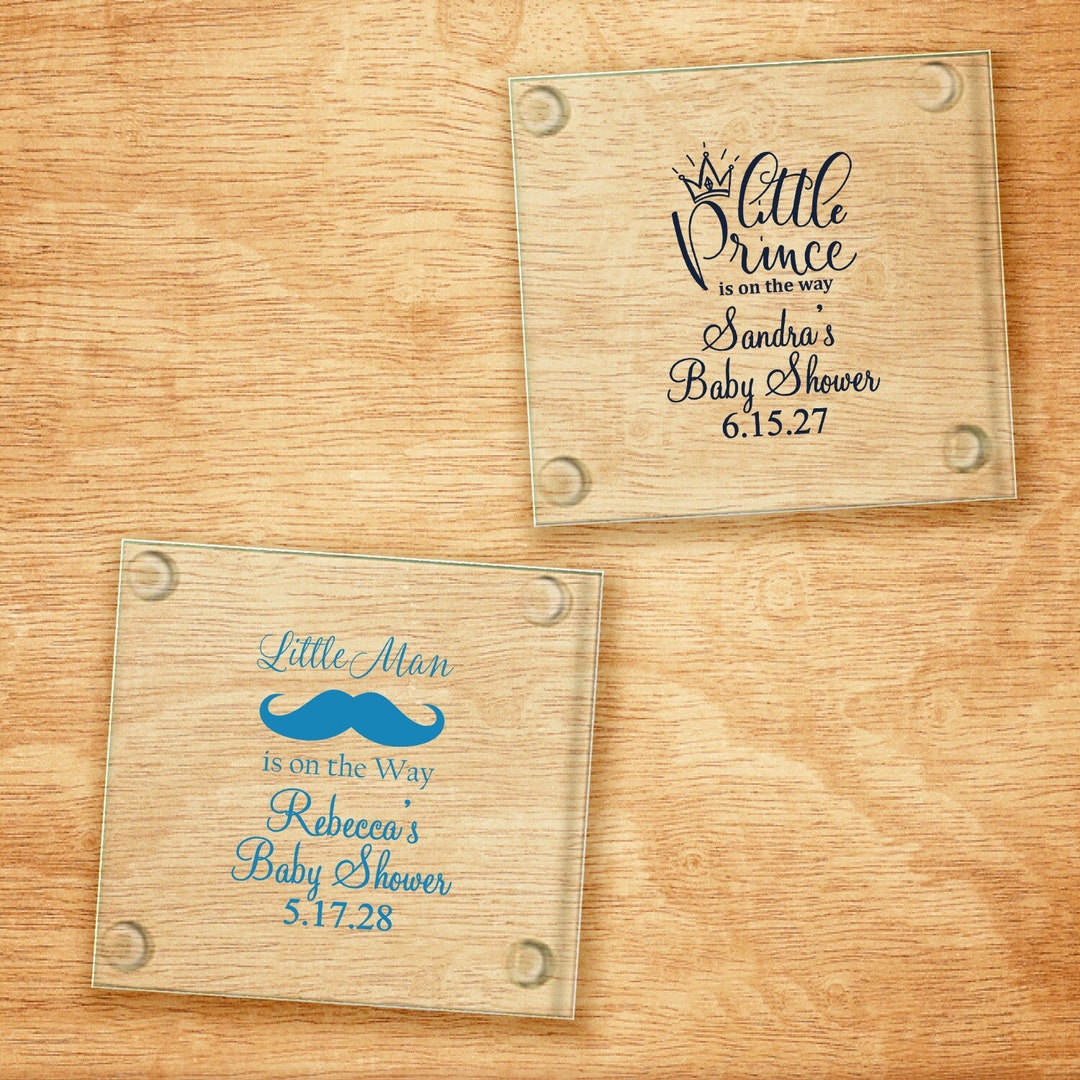 Set of 24 Baby Shower Boy Design Personalized Coaster Glass Favors, It ...