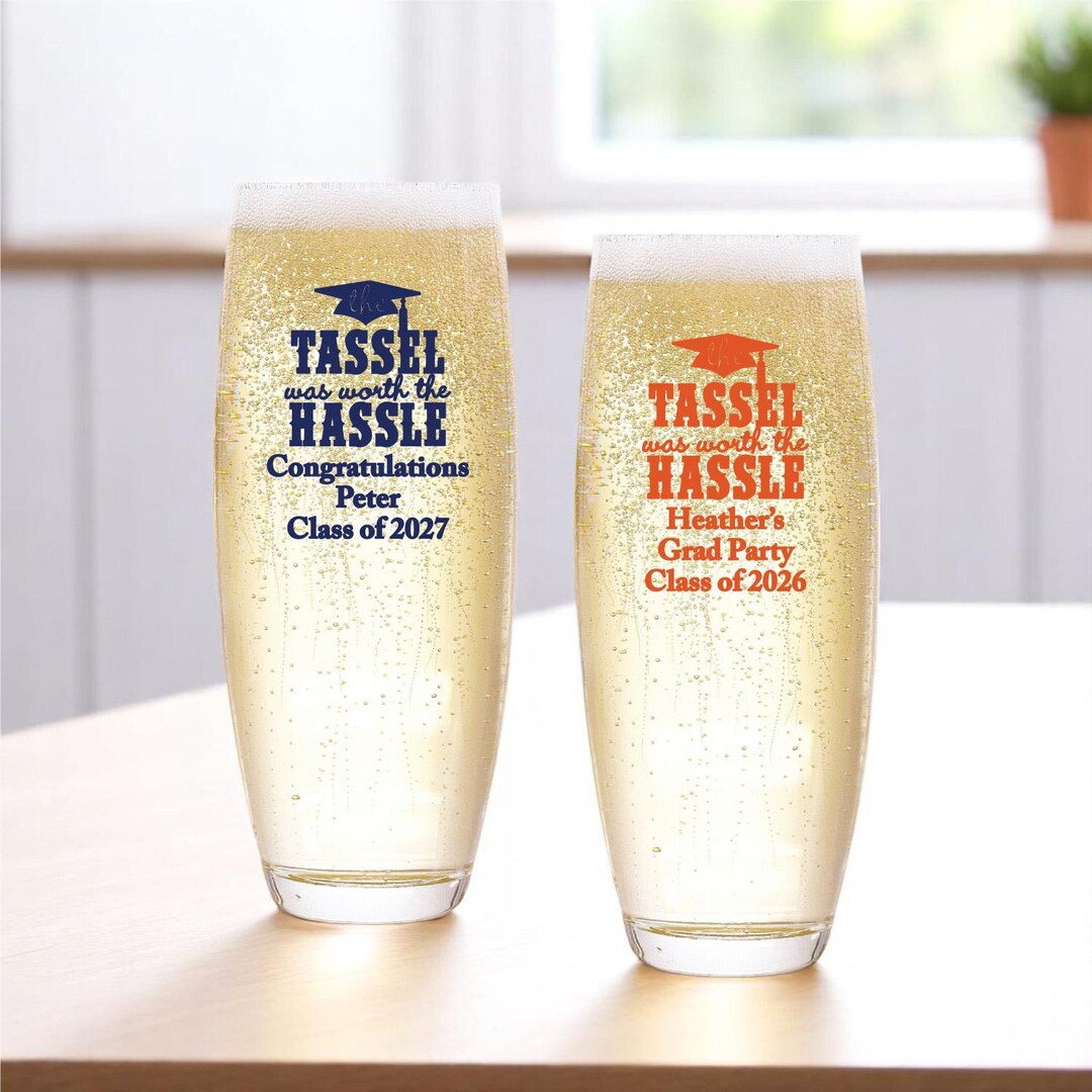 Set of 24 the Tassel Was Worth the Hassle Personalized Stemless ...