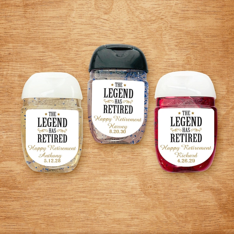 Set of 18 the Legend Has Retired Personalized Sanitizer Favor Labels ...