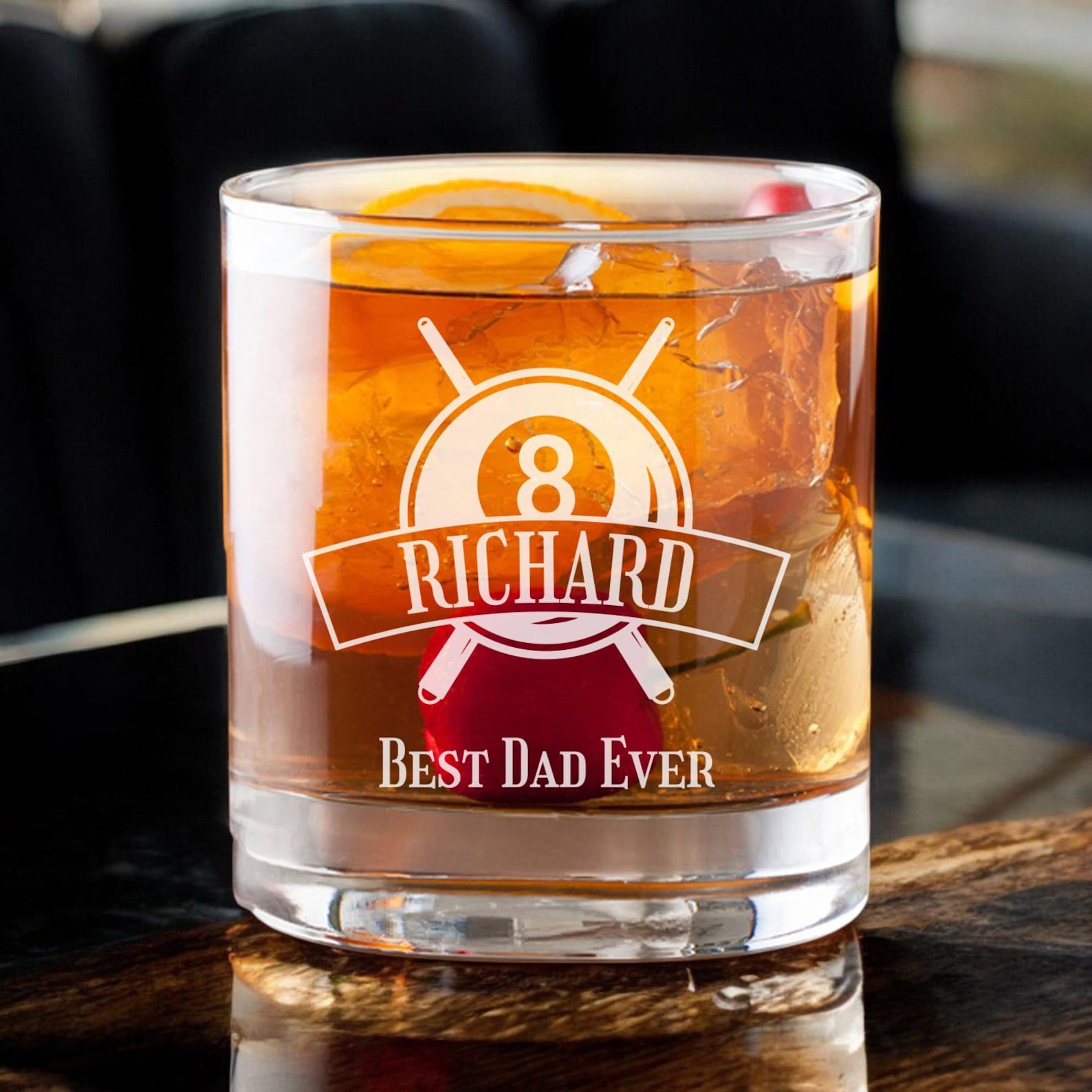 Personalized Billiards Decanter & Whiskey Glass Set: Etched Pool Gift ...