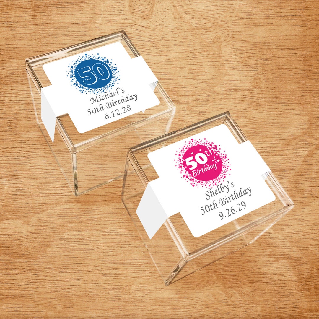 Set of 10 50th Birthday Personalized Square Favor Box With Labels ...