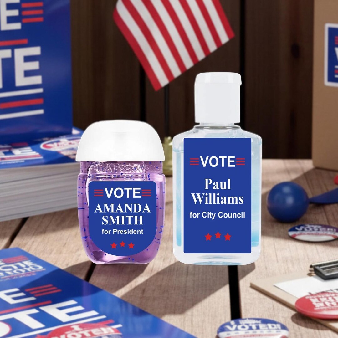Campaign Election Favors, Stars Political Personalized Sanitizer Favor ...