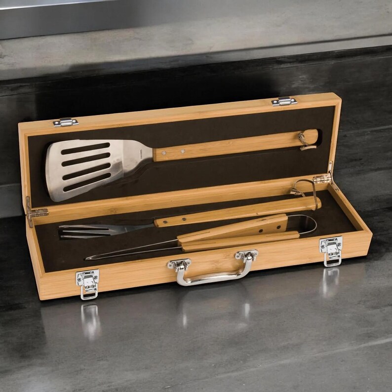 Personalized Plumber BBQ Utensil Set: Bamboo Grill Tools Case - Etsy