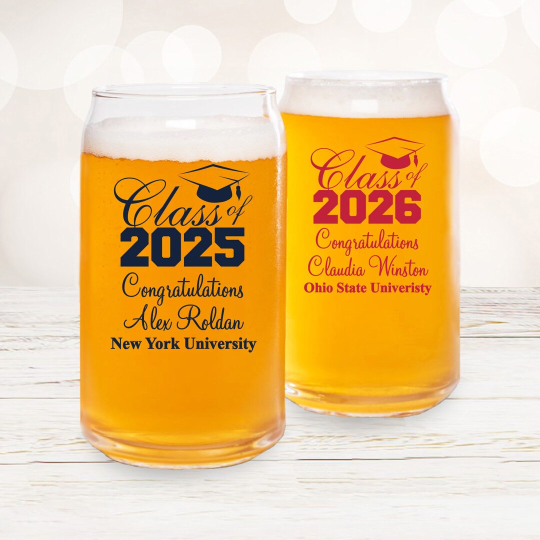 Set of 24 Class of 2025 Personalized Custom Can Glass Shaped Favors ...