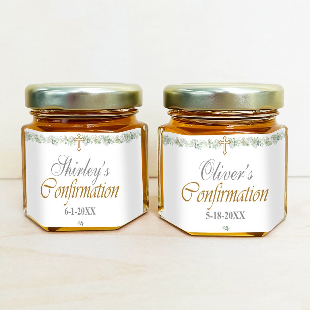 Set of 12 Confirmation Flowers Personalized Mini Jar With Honey or ...