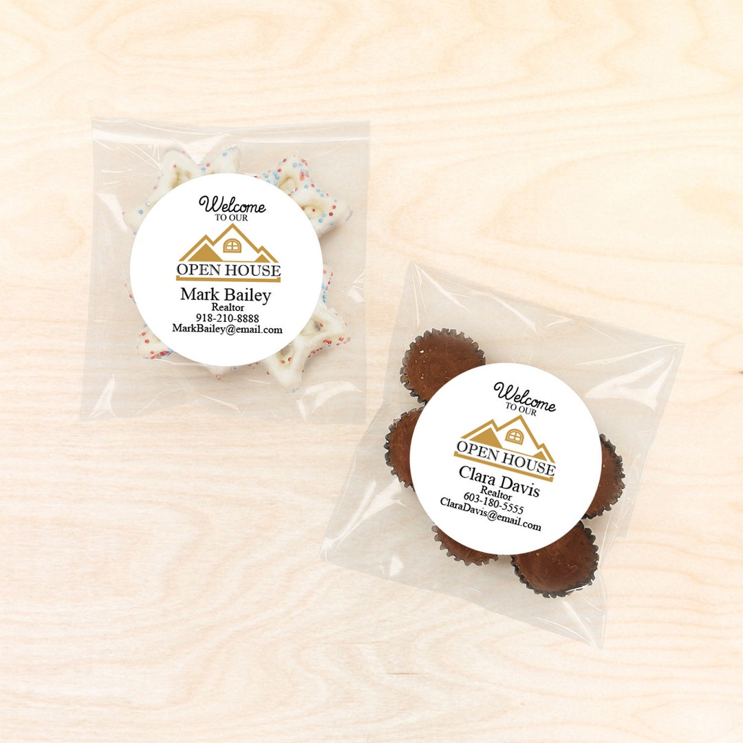 Set of 12 Personalized Welcome to Our Open House Clear Bag With Labels ...