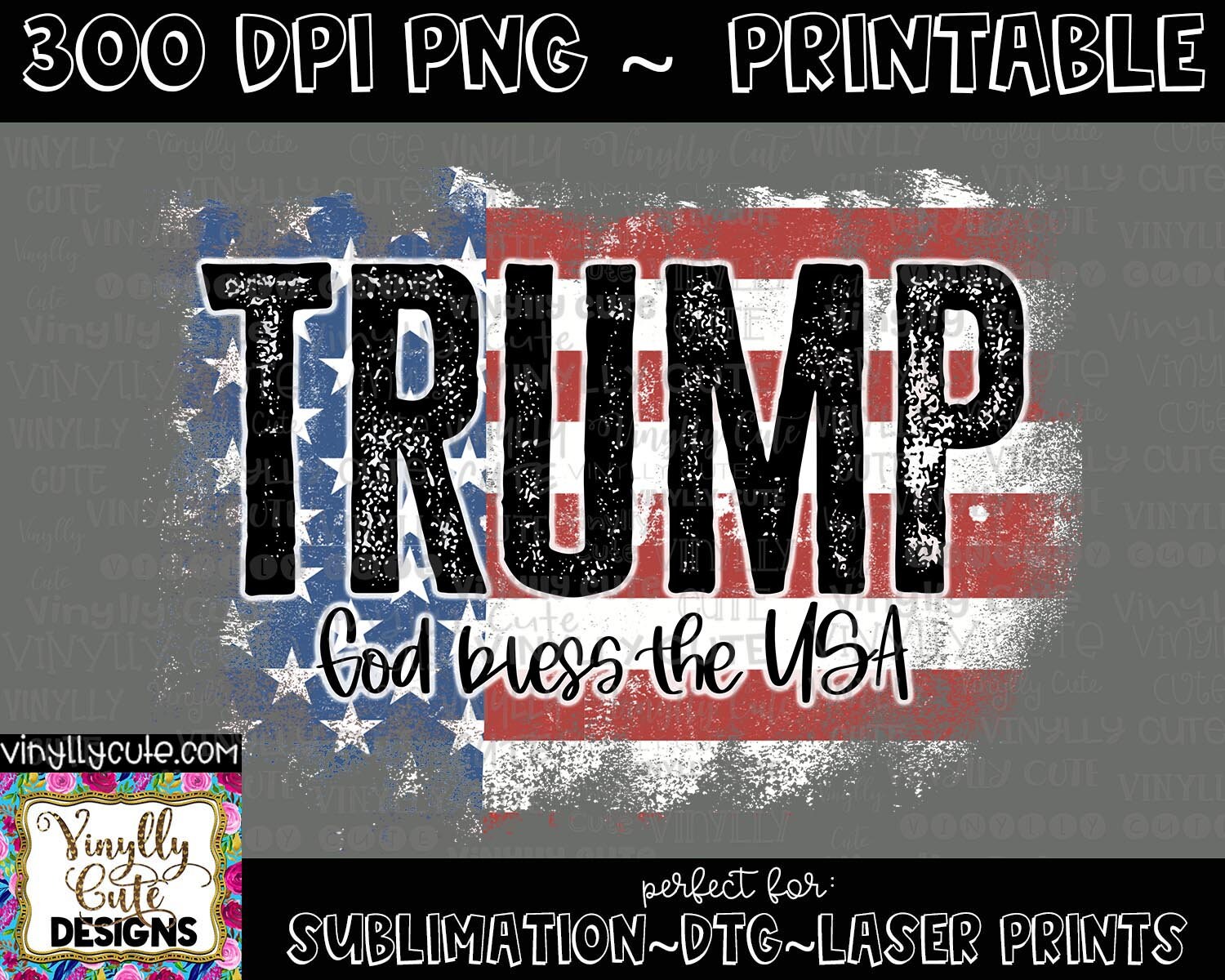 Trump God Bless The USA PNG Printable Digital File | Etsy
