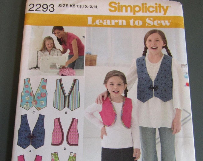 Uncut Learn to Sew Pattern: Girls' Lined Vests Sizes 7 - 14 - Etsy