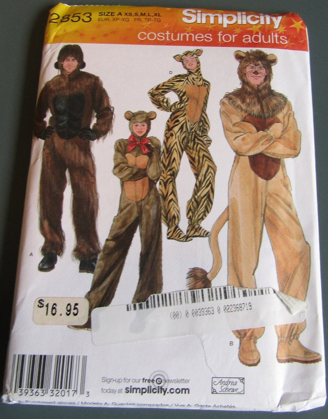 Uncut Adult Costume Pattern: Animals - Etsy