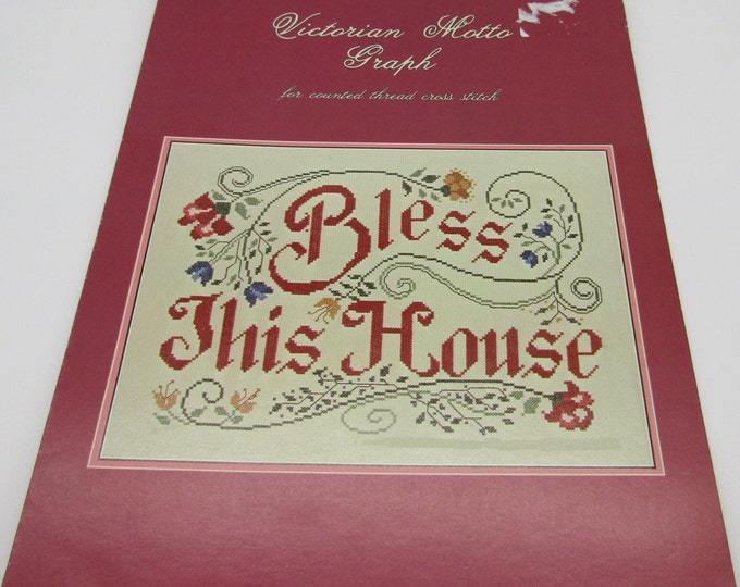 Vintage Cross Stitch Leaflet: Victorian Motto Graph Bless This House - Etsy